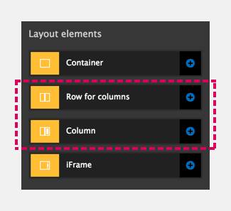 Row for columns and column elements | Acquia Cohesion Docs